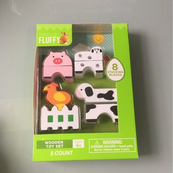 Toys | Nwt Happy Go Fluffy 8 Pc Wooden Blocks | Poshmark